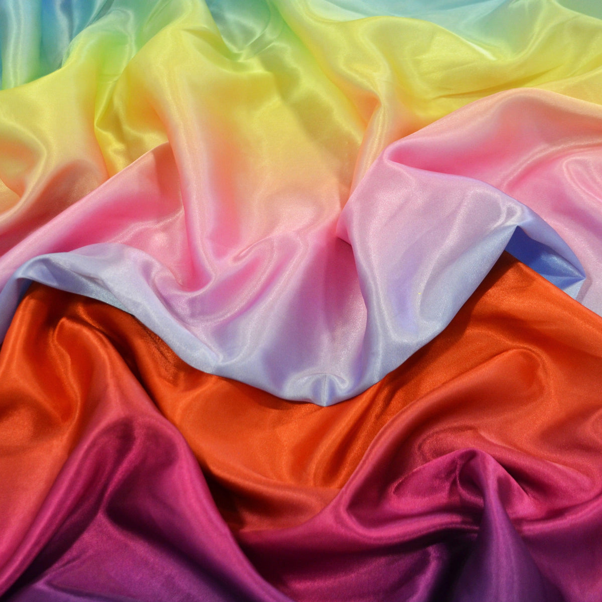 Multi Color Rainbow Satin Fabric | Rainbow Charmeuse Fabric – My ...